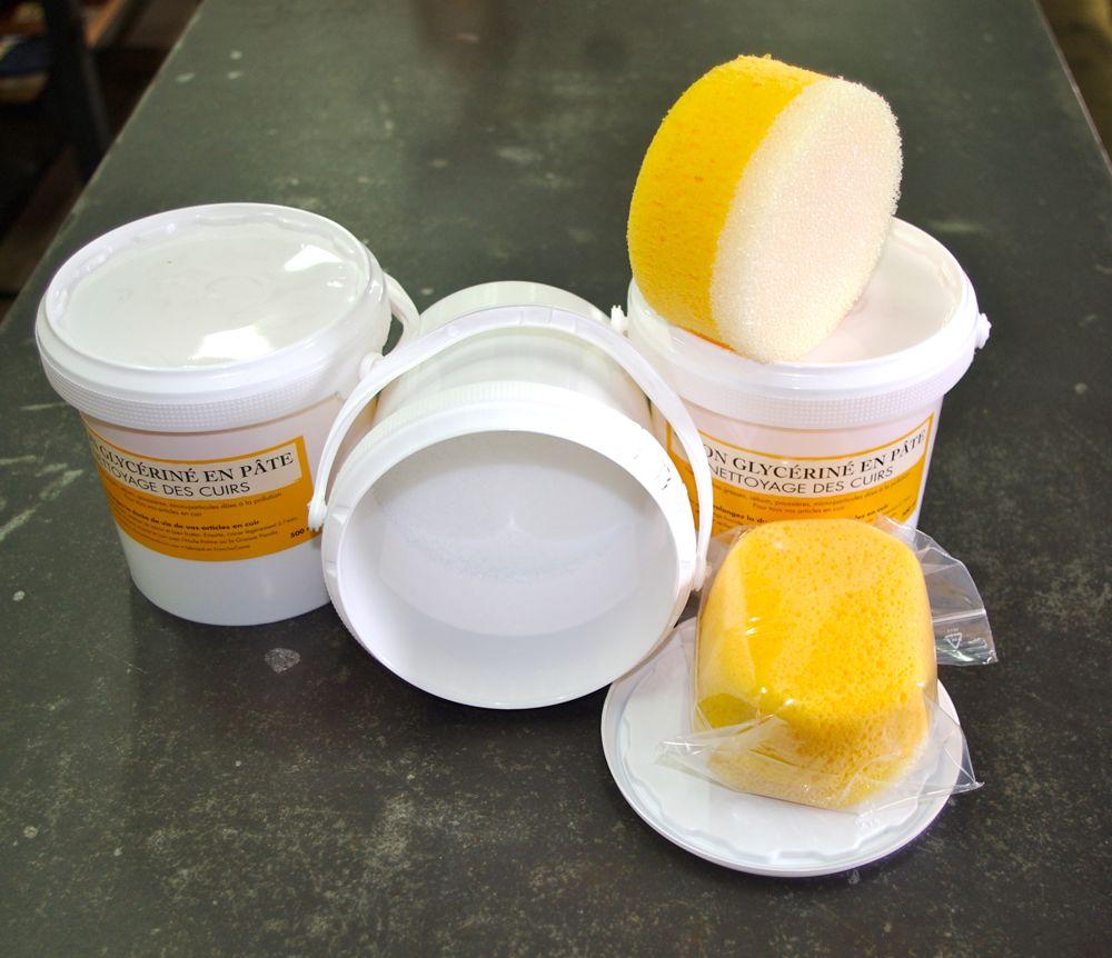 Savon en pâte + éponge - Articles de maroquinerie - Savon glycériné